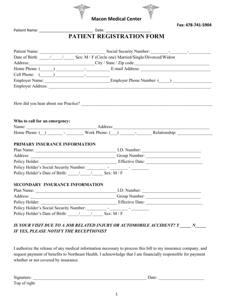 New Patient Paperwork