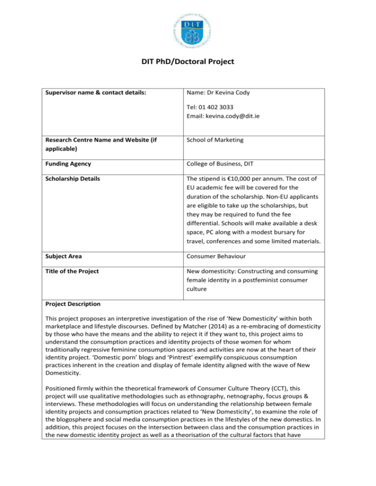 DIT PhD/Doctoral Project