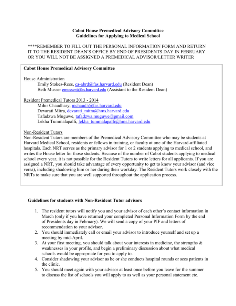 Application Guidelines - Cabot House