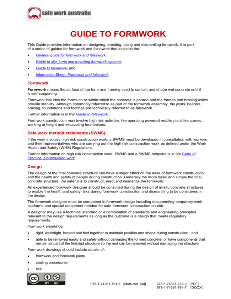 4. Guide to formwork - Safe Work Australia