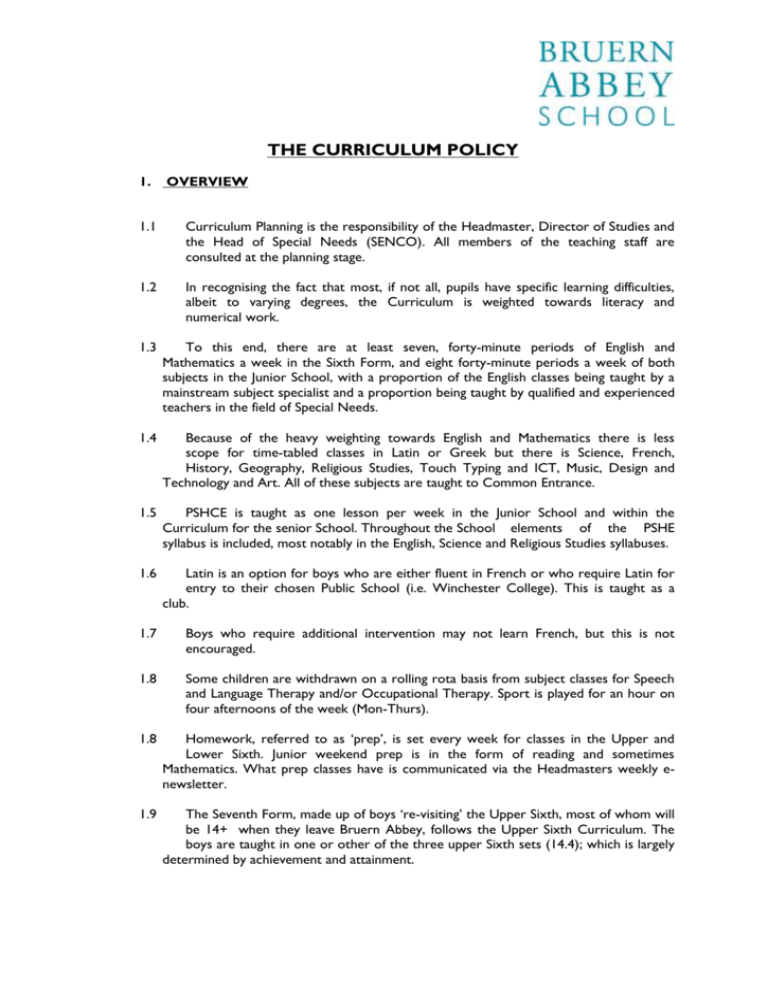 The Curriculum Policy