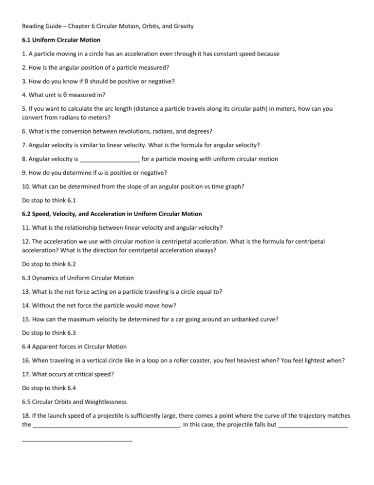Reading Guide Chapter 6