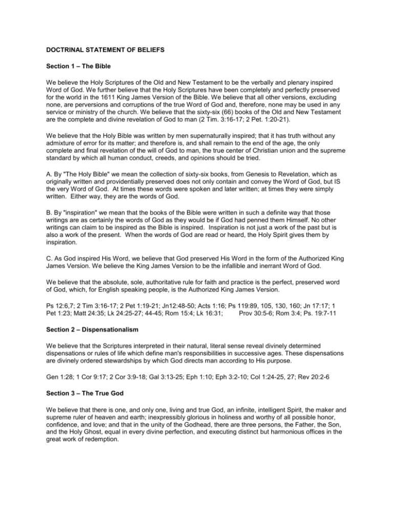 Doctrinal Statement - Grace Bible Baptist Church