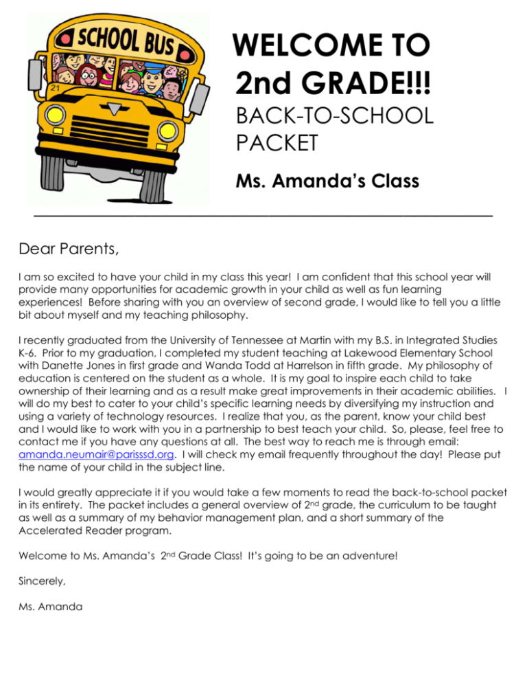 WELCOME TO SECOND GRADE