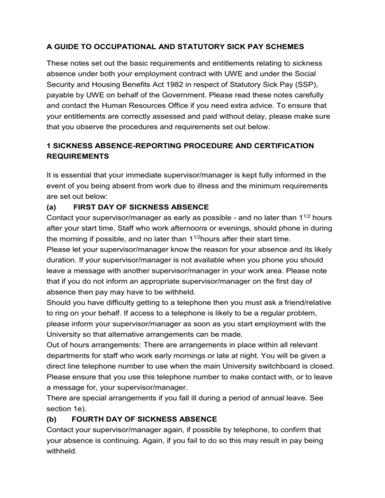 a guide to occupational and statutory sick pay schemes