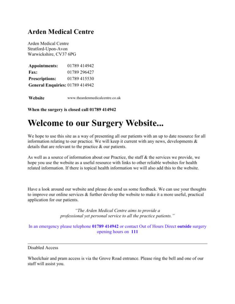 Practice Leaflet> - Goring & Woodcote Medical Practice