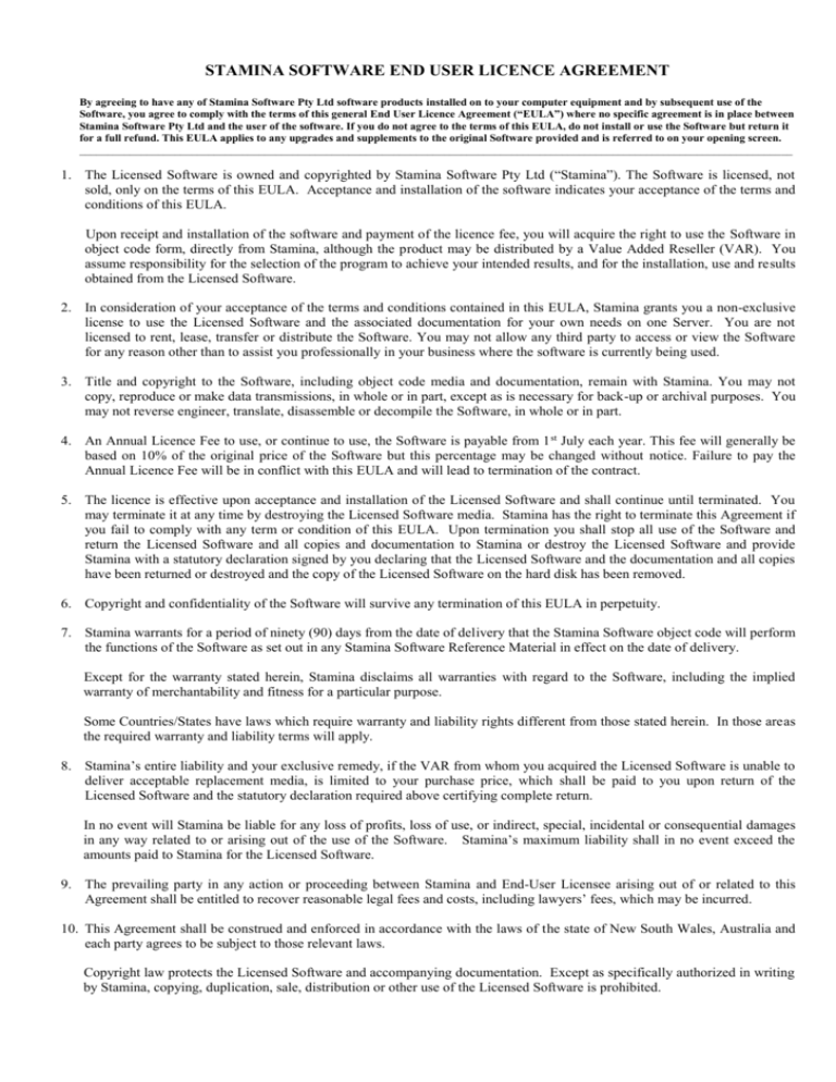 Generic End User Agreement