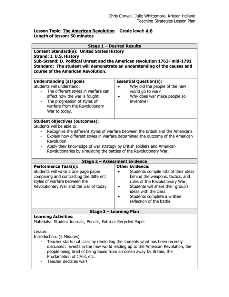 Lesson Plan Outline