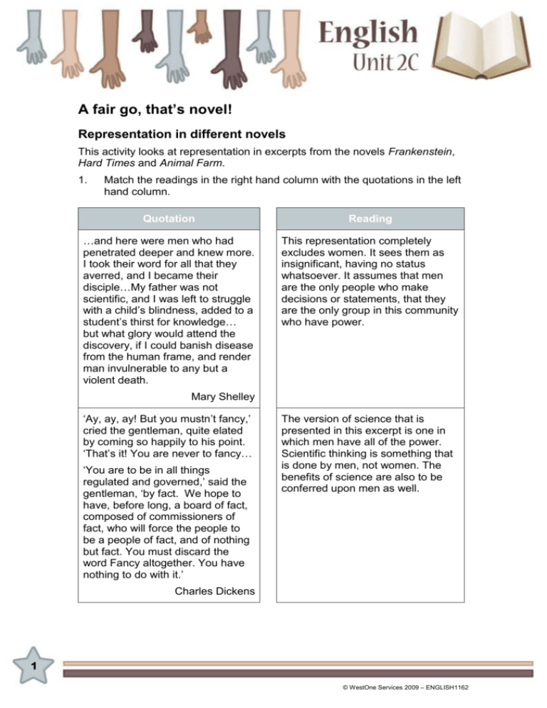 Representation in different novels