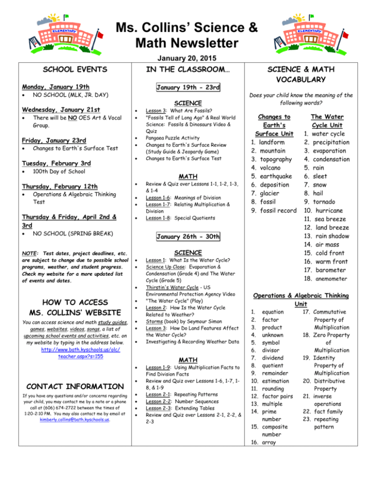 Math Newsletter - Bath County Schools