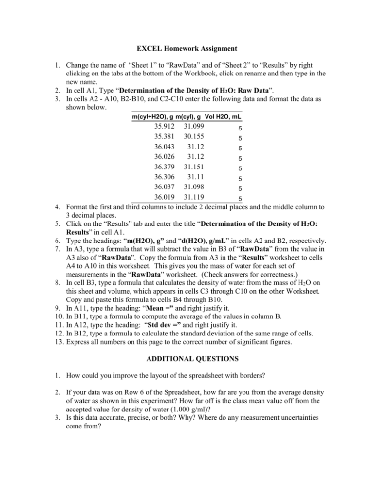 Excel Homework