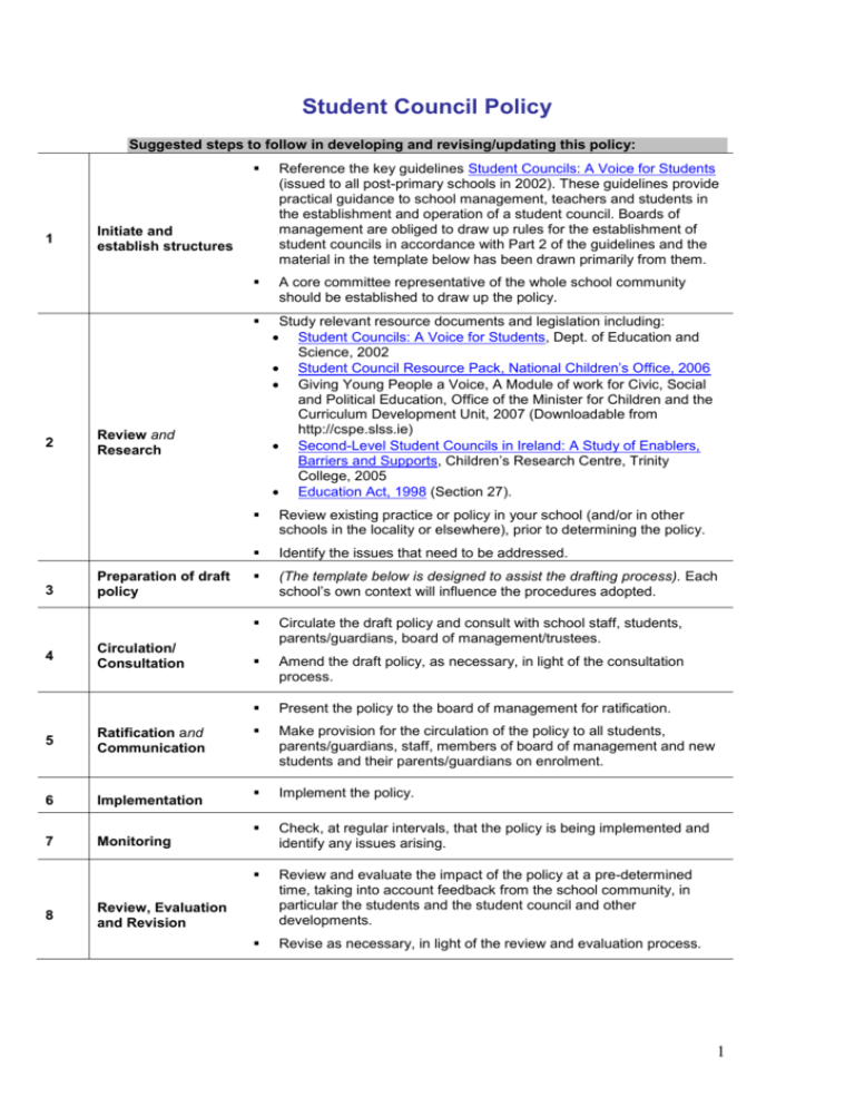 Student Council Policy - Department of Education and Skills
