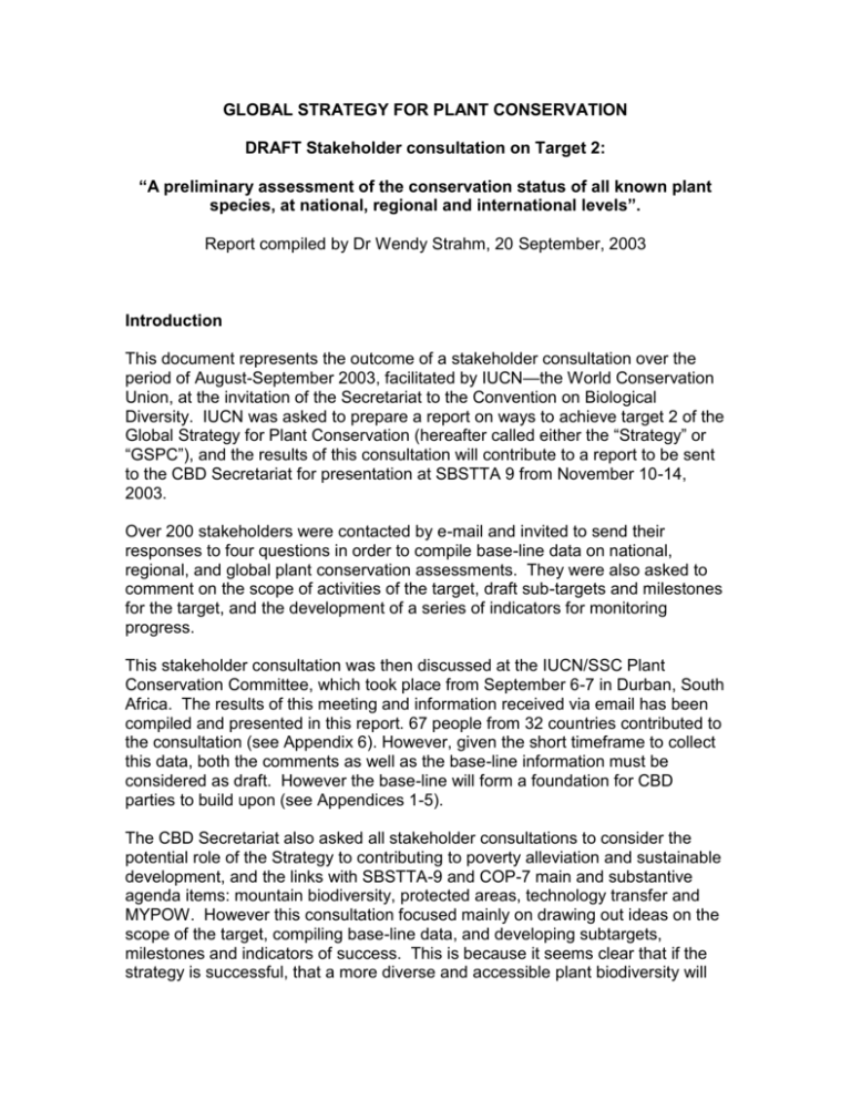 GLOBAL STRATEGY FOR PLANT CONSERVATION