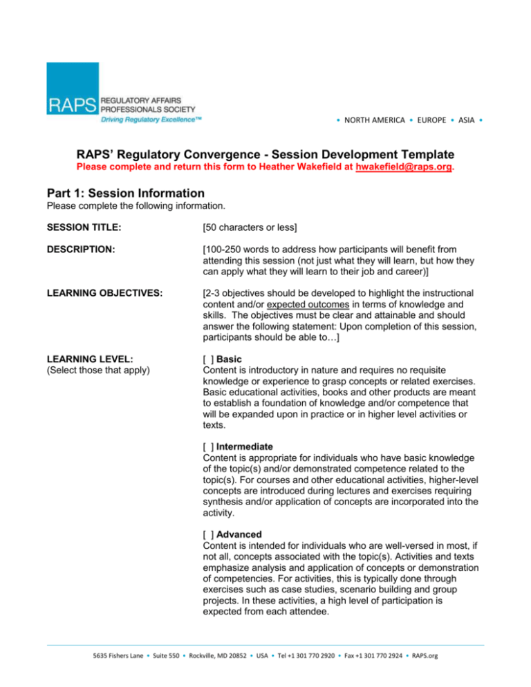 Session Development Template