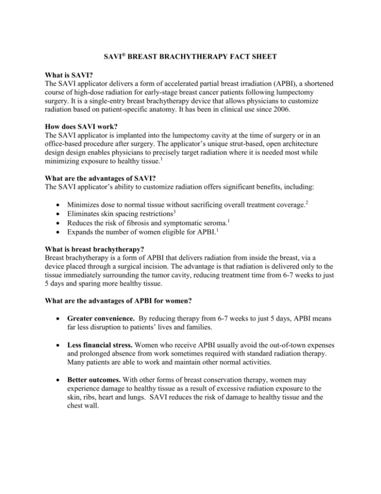 Exhibit-E-SAVI-Breast-Brachytherapy-FactSheet