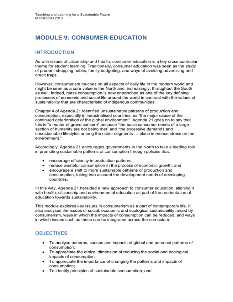 module 9: consumer education