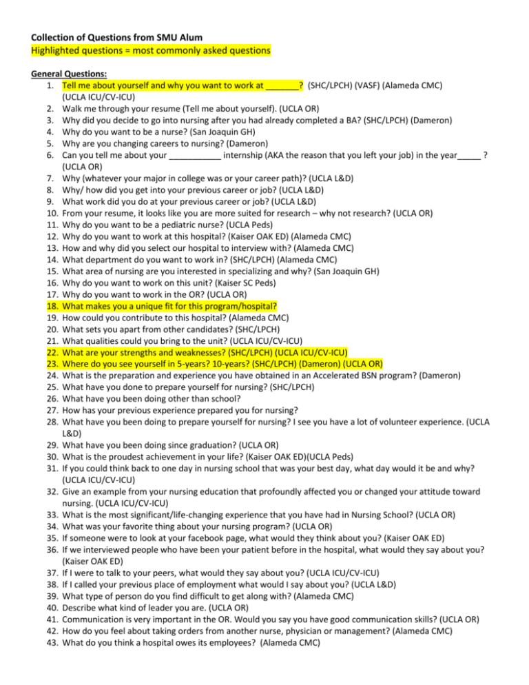 Collection of Interview Questions