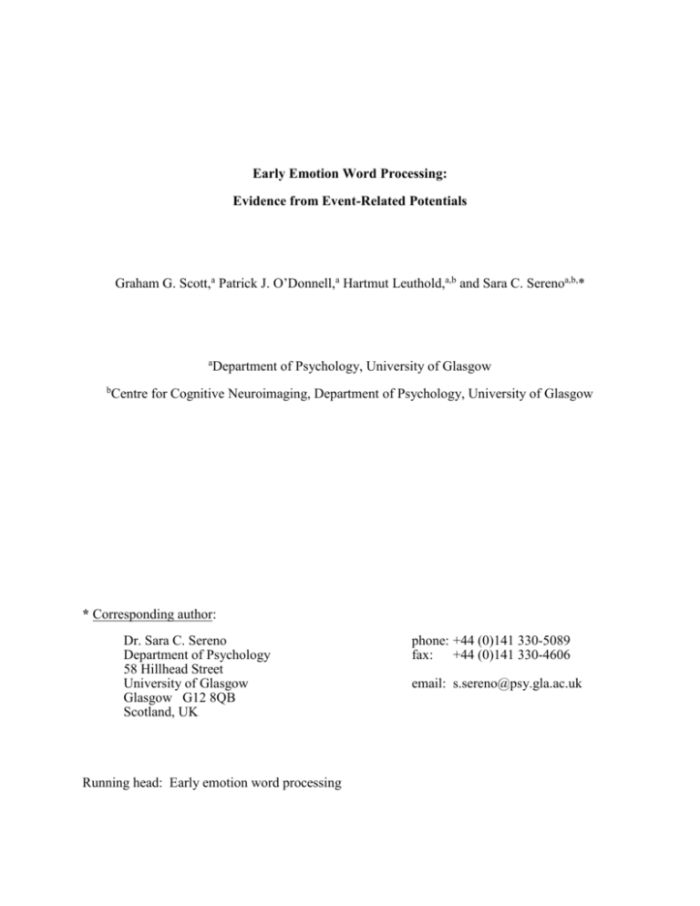Emotion Word Processing - Psychology