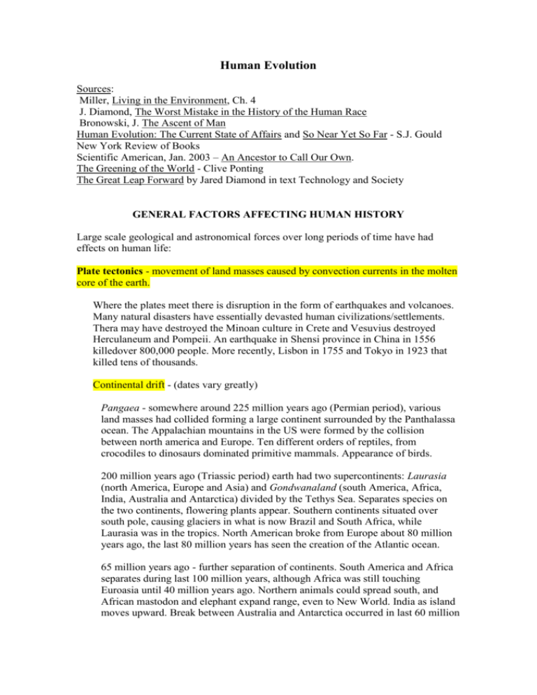 Human Evolution – Lecture Notes