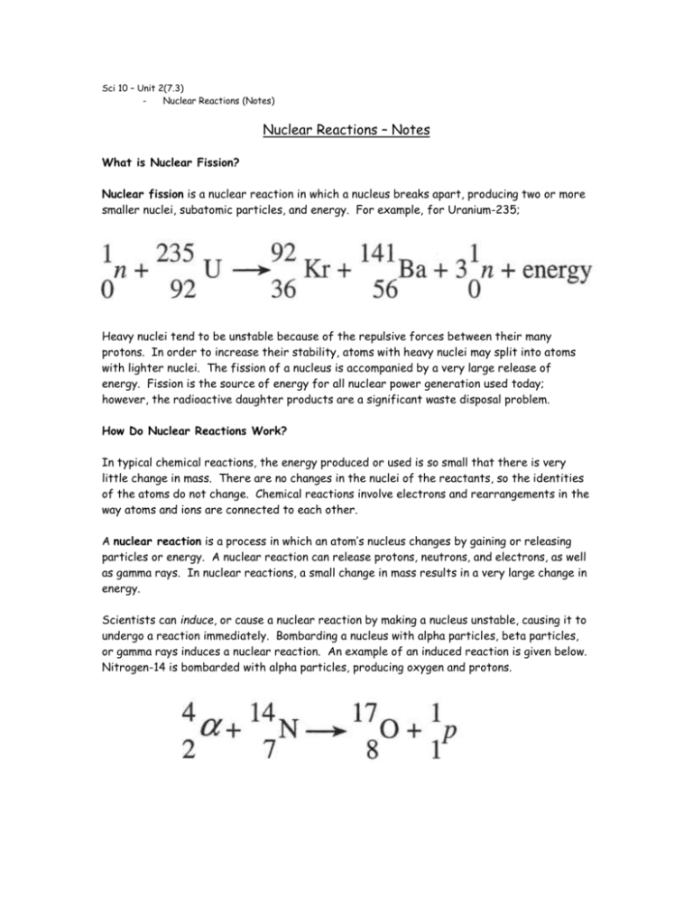 Nuclear Reactions