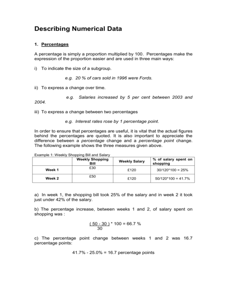 Describing Numerical Data Describing Numerical Data
