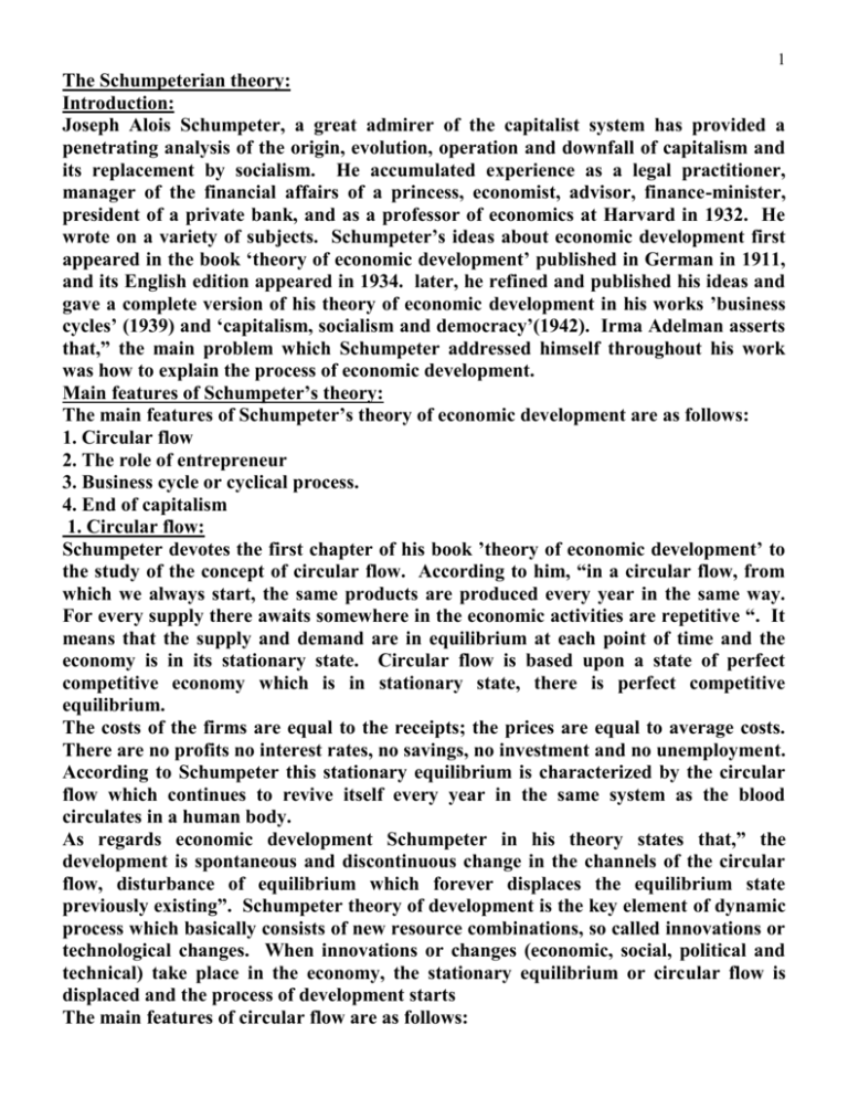 The Schumpeterian theory: