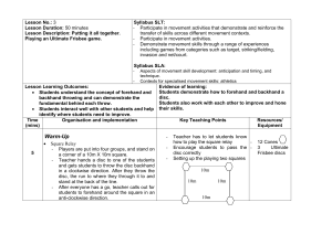 Ultimate Frisbee Unit Plan - Keith Lambert