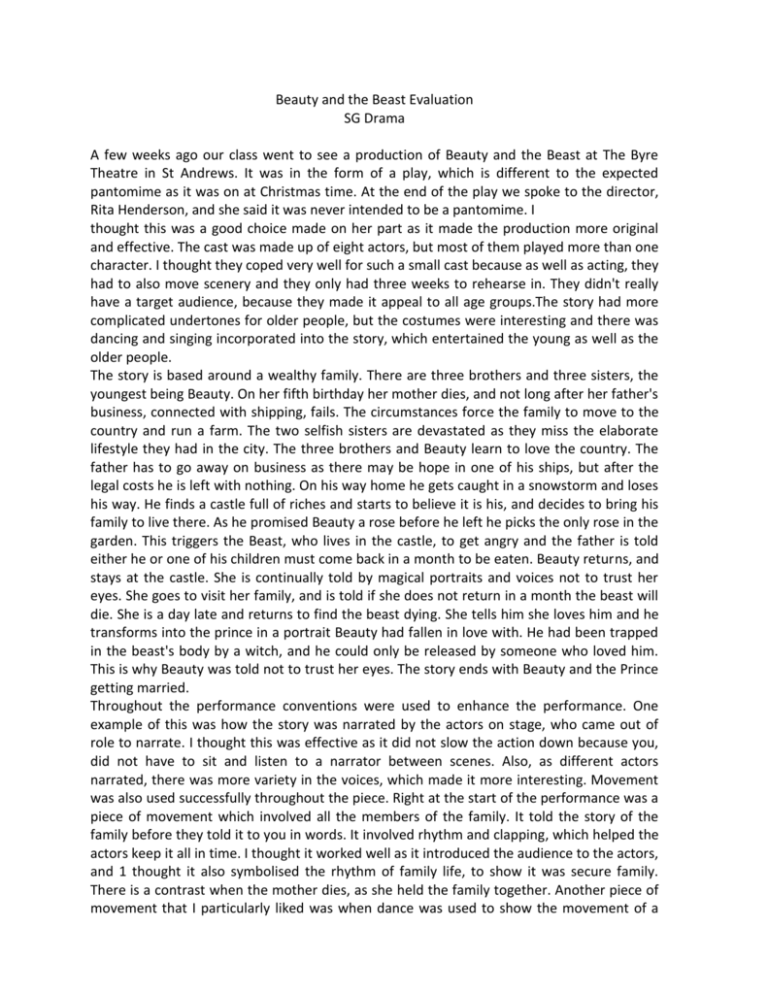 6 Example Drama Evaluation Beauty and the Beast