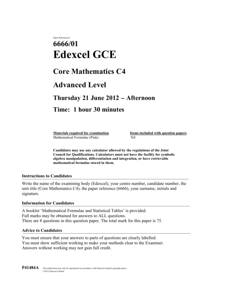 June 2012 Maths Genie