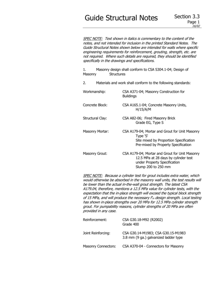 Guide Structural Notes