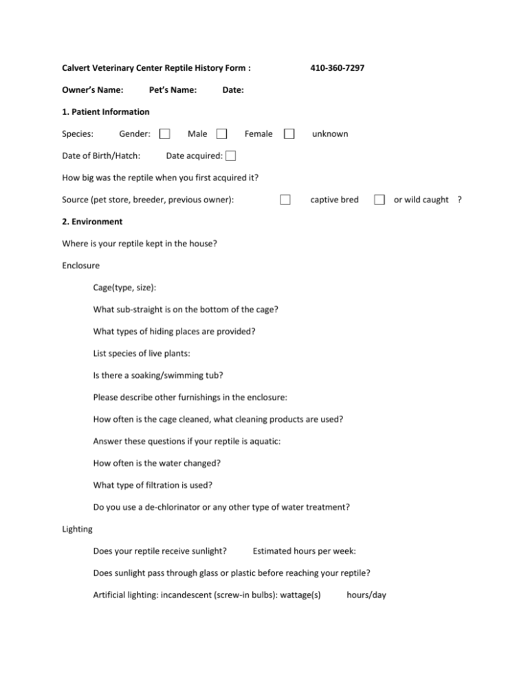 & Print Reptile Form