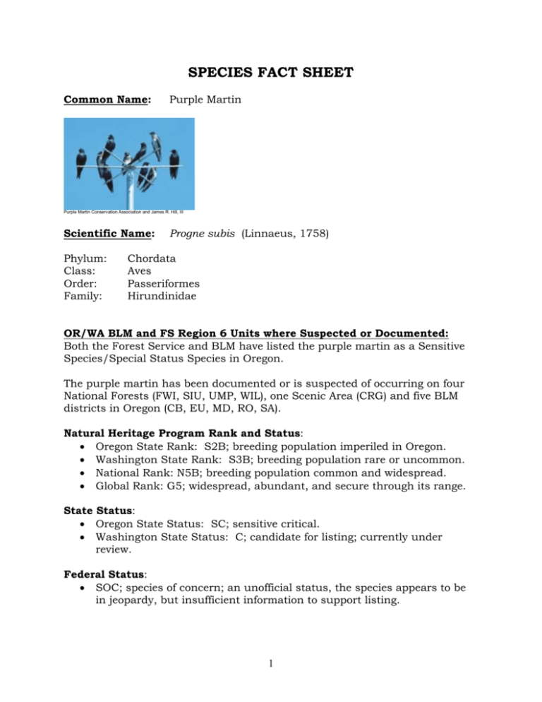 Species Fact Sheet - USDA Forest Service