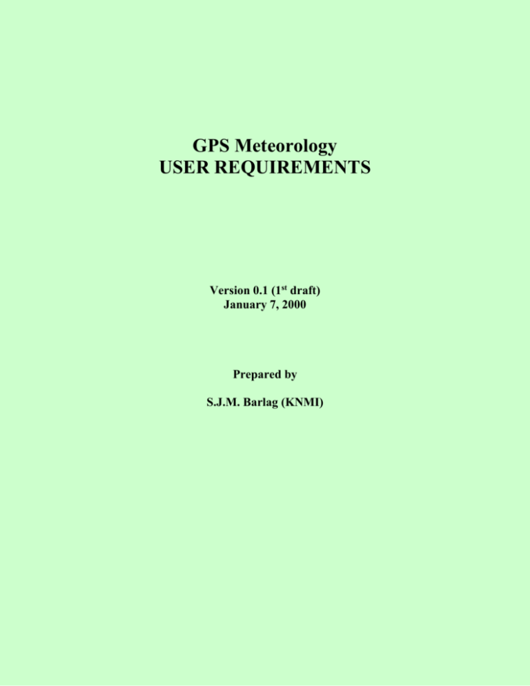 GPS Meteorology User Requirements gps-meteorology-user-requirements