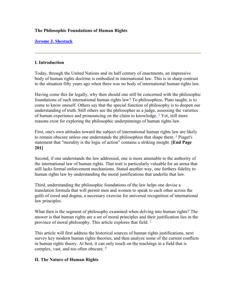 The Philosophic Foundations of Human Rights