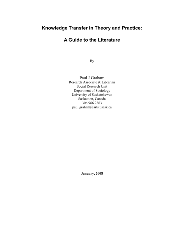 Knowledge Transfer in Theory and Practice