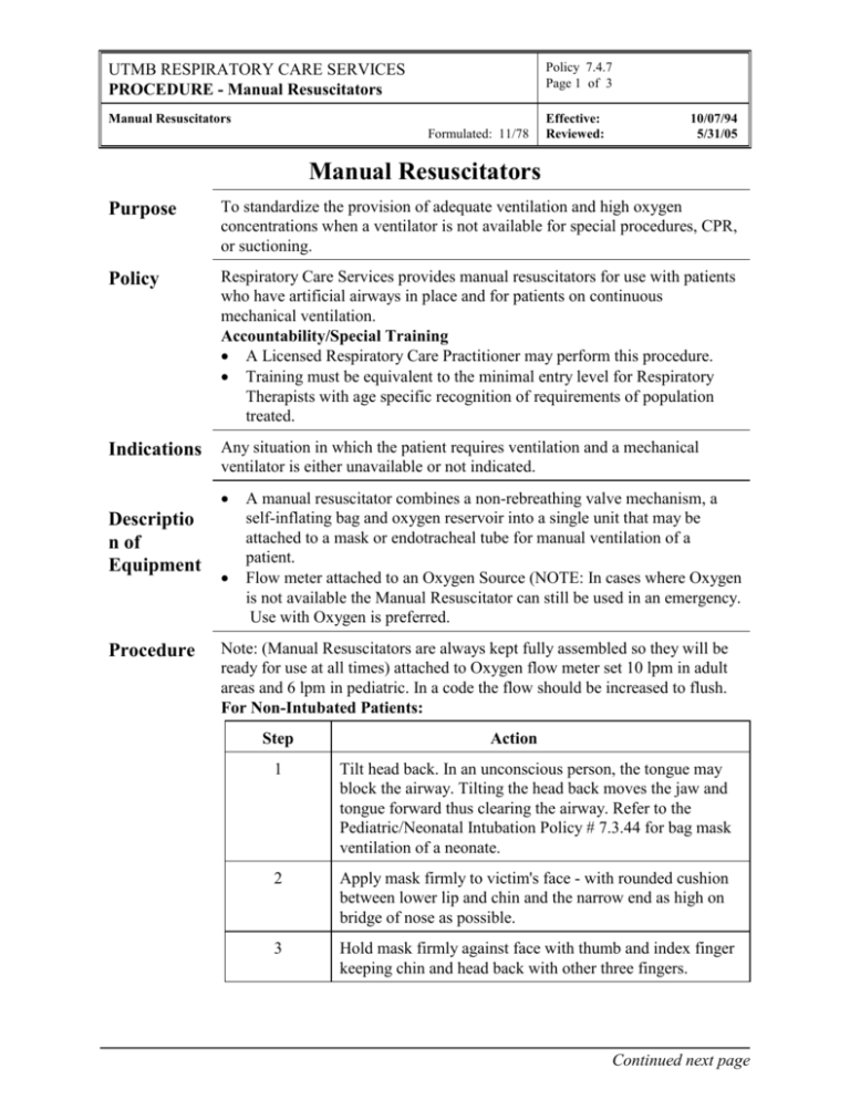 Manual Resuscitators