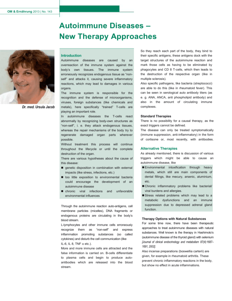 Autoimmune Diseases – New Therapy Approaches Introduction A