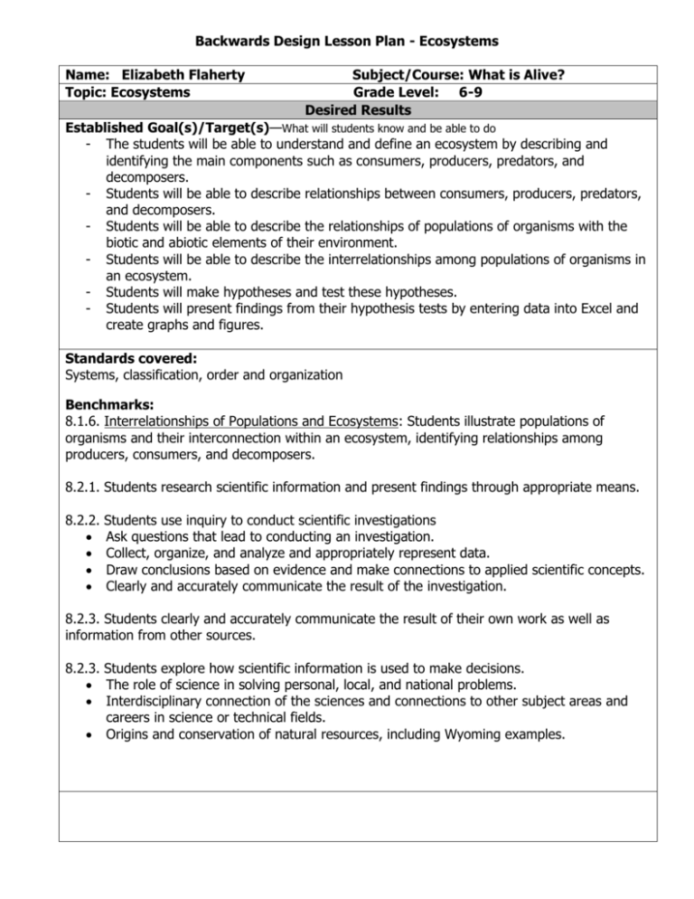 Backwards Design Lesson Plan