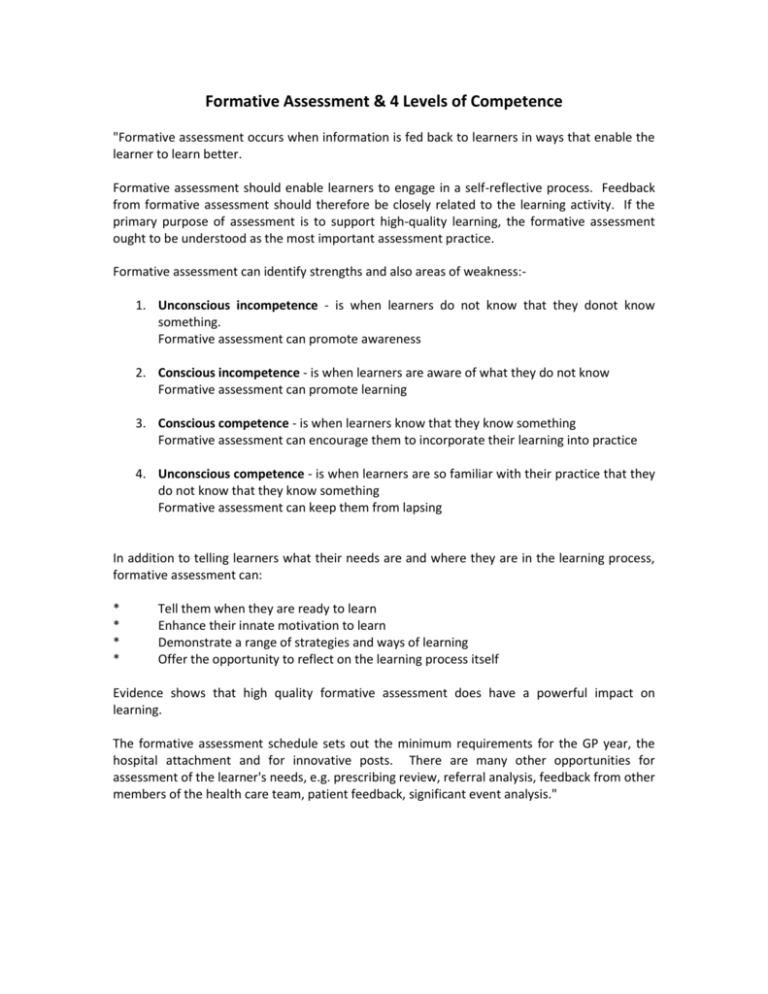 Formative Assessment & Competence