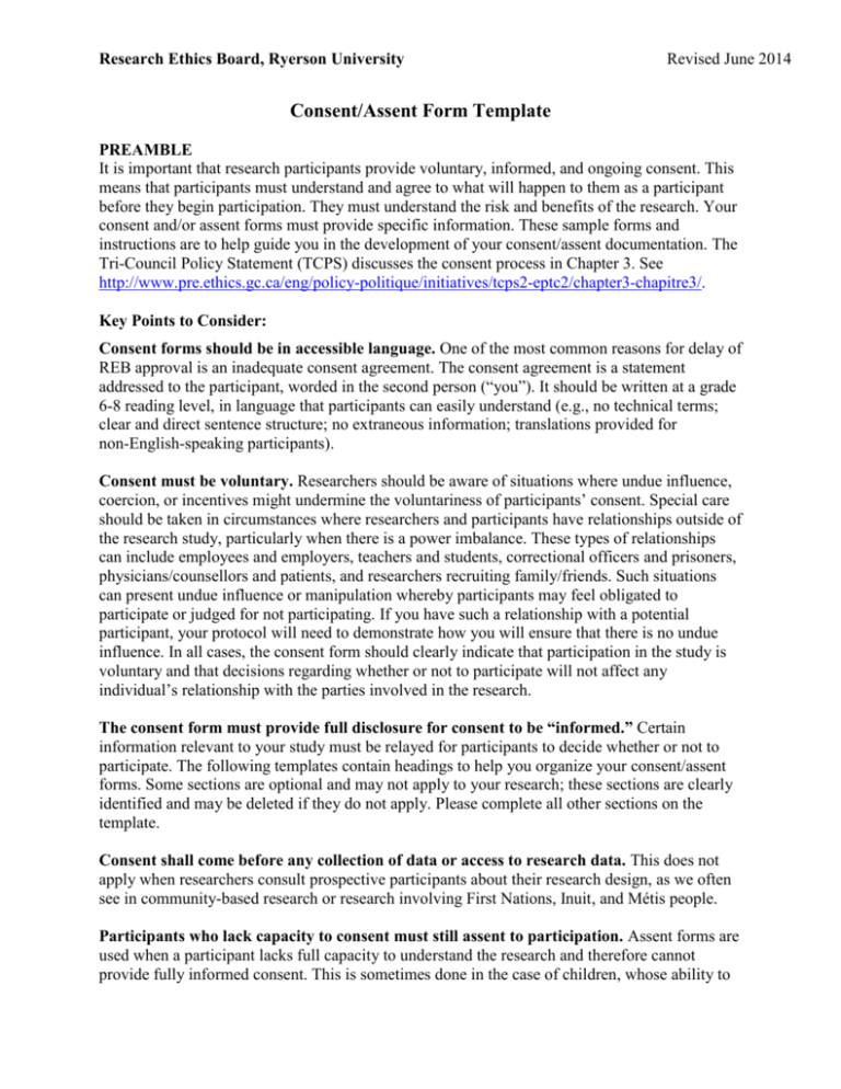 Consent/Assent Form Instructions