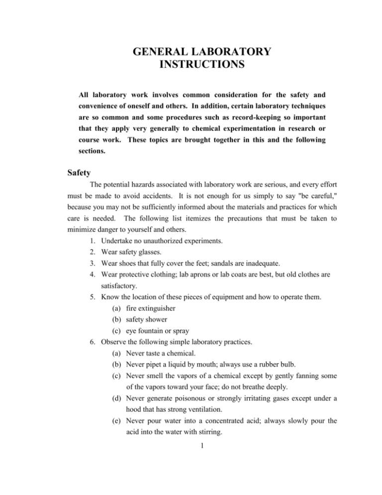 General Laboratory Instructions