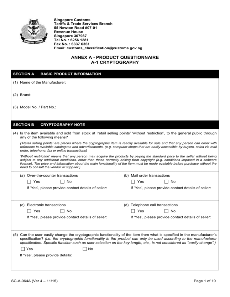 Word Doc - Singapore Customs