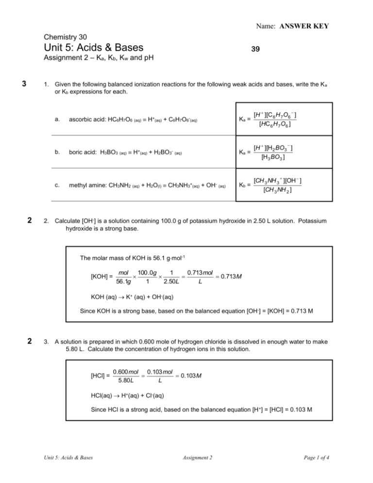 Unit 5: Acids & Bases