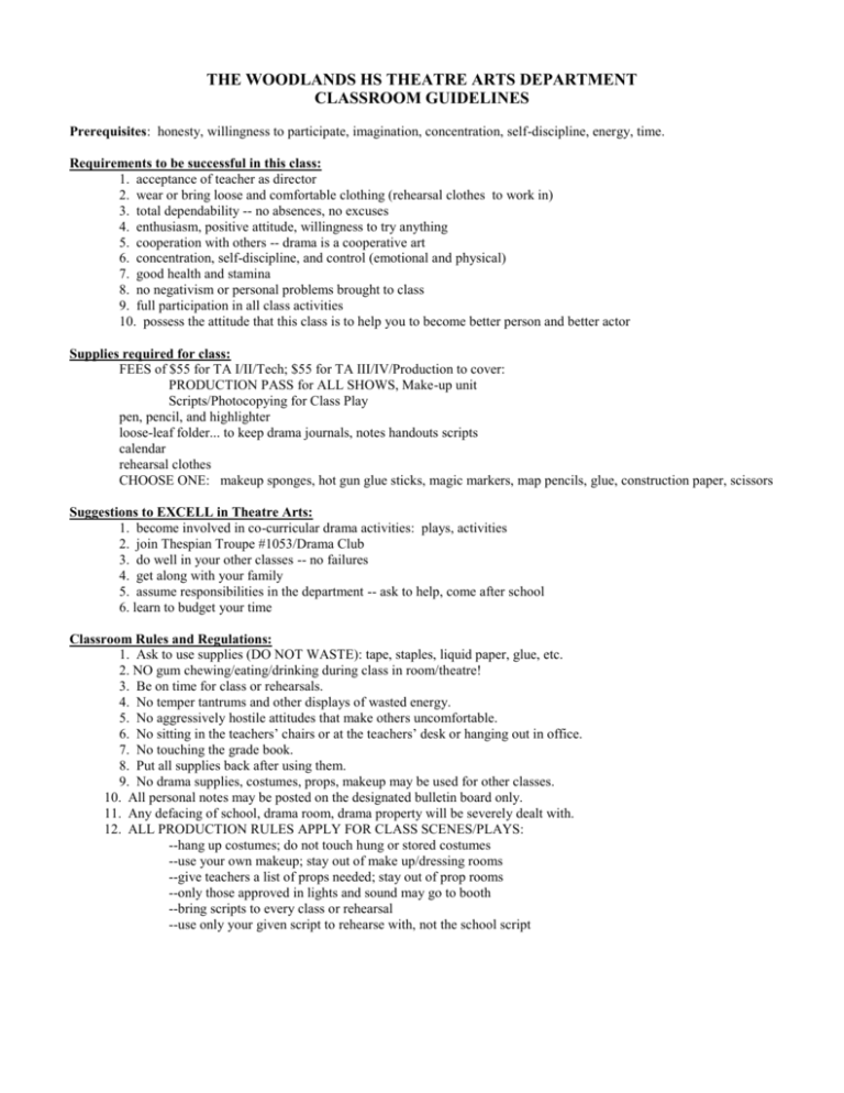 classroom guidelines - Woodlands High School