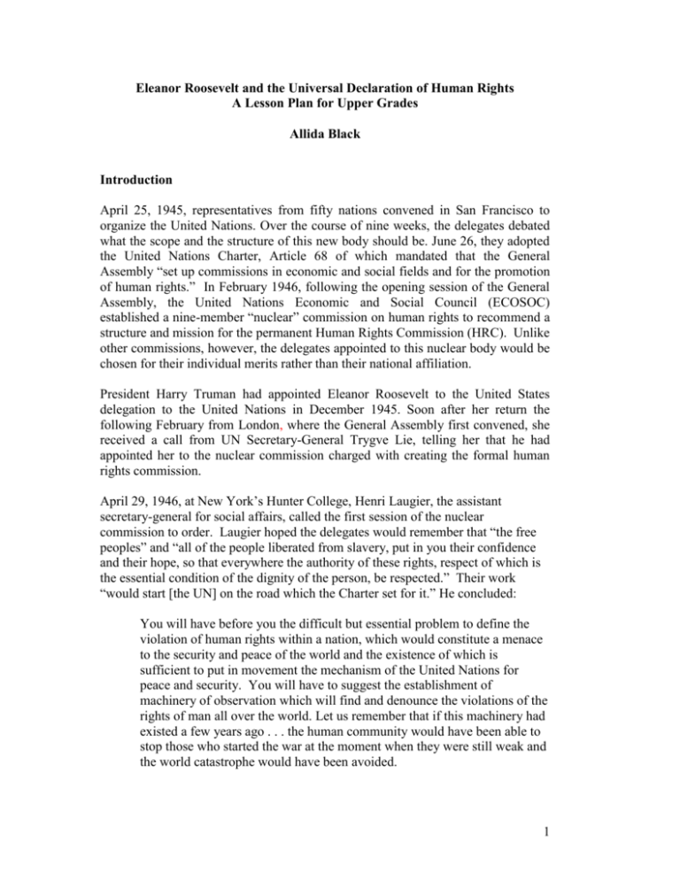 Eleanor Roosevelt and the Universal Declaration of Human Rights: