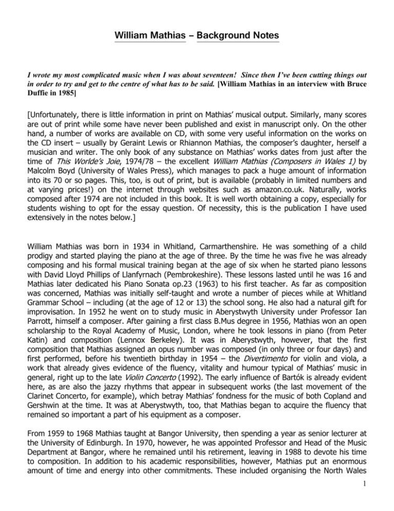 William Mathias Background
