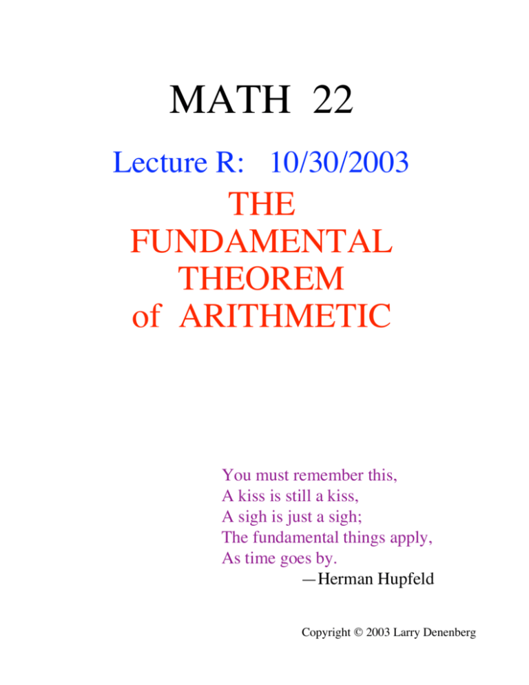 The Fundamental Theorem Of Arithmetic the-fundamental-theorem-of-arithmetic