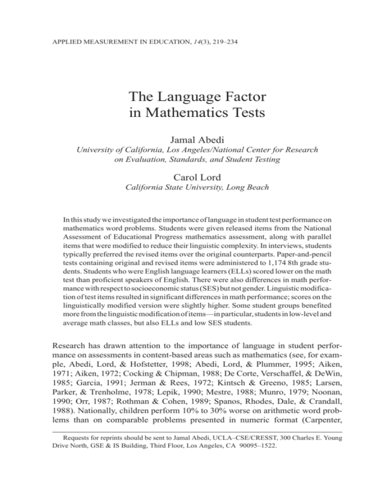 the-language-factor-in-mathematics-tests