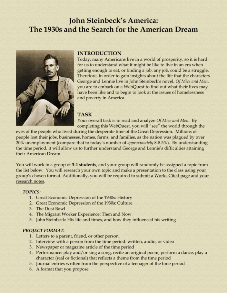 John Steinbeck`s America: The 1930s