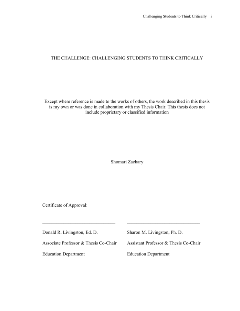 challenging students to think